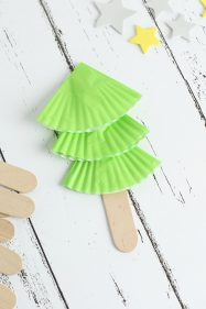 Preschool Christmas Tree Craft with Cupcake Wrappers