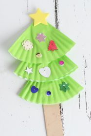 Preschool Christmas Tree Craft with Cupcake Wrappers