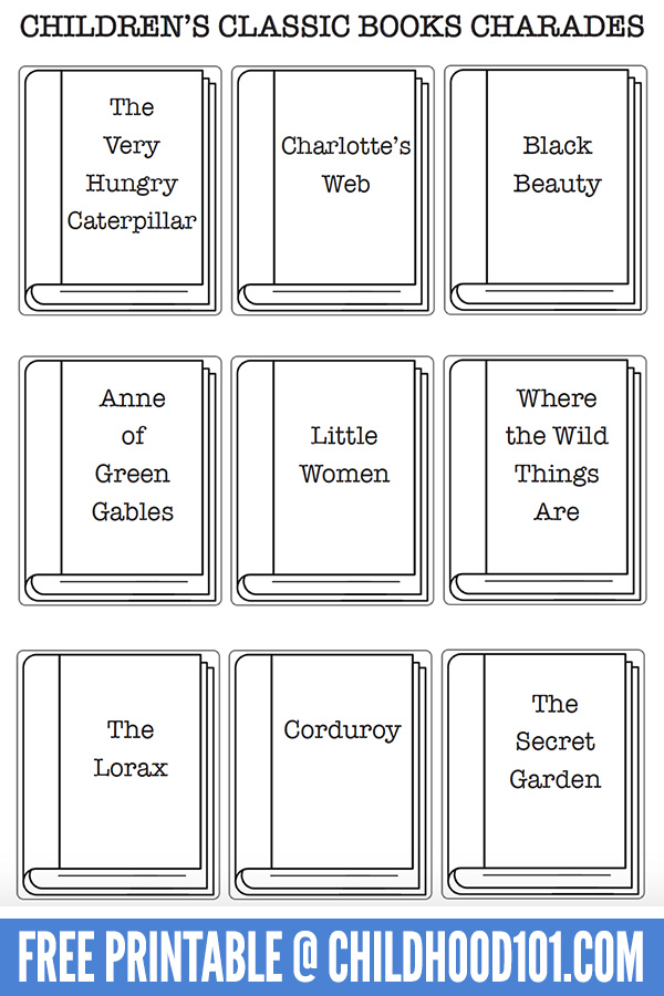 Classic Children s Book Charades Cards Free Printable For Family Fun Classic Children s Book Charades Cards Free Printable For Family Fun