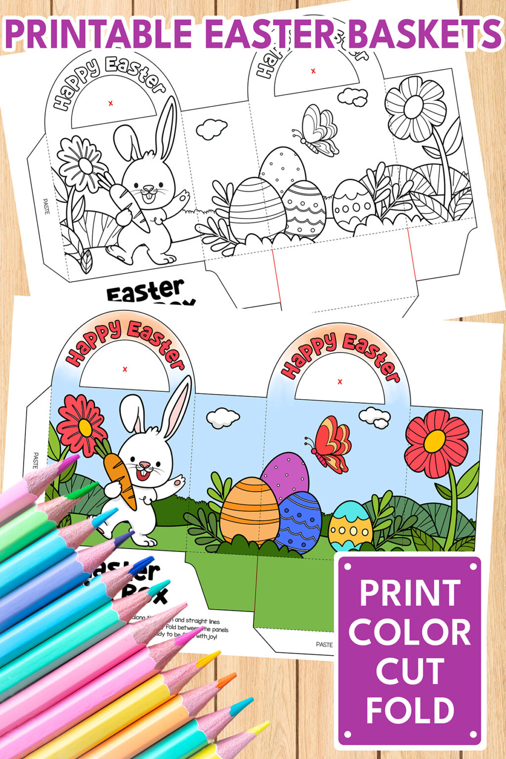 DIY Easter Basket Printable to Color