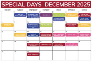 Printable Holidays & Celebrations Around the World Calendar 2025
