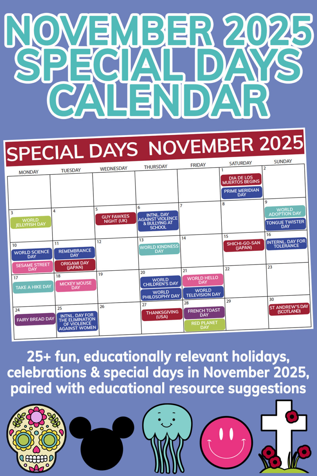 November 2025 Classroom Holidays & Events [Printable Calendar]