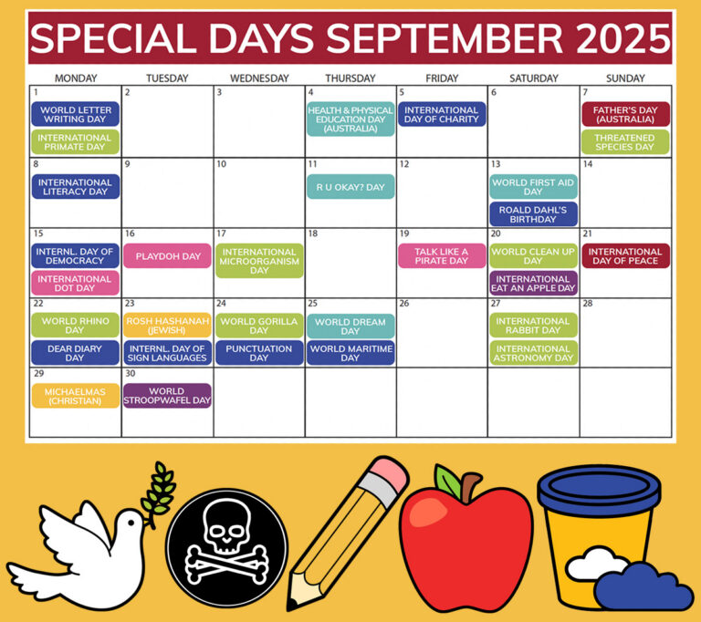 September 2025 Holidays & Celebrations for the Classroom Calendar ...